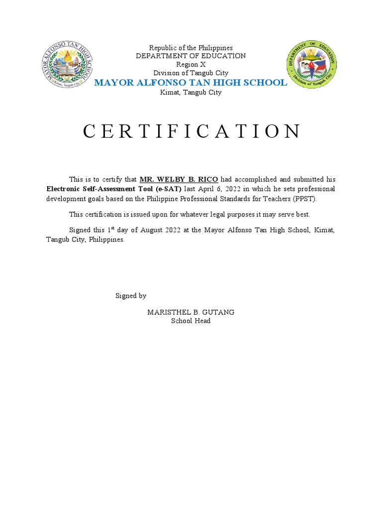 Certification e-SAT | PDF