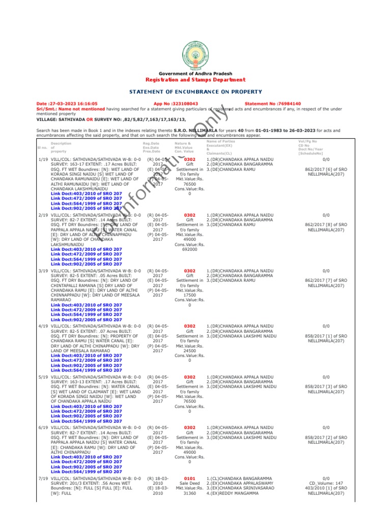 Encumbrance Form Sathivada | PDF | Property Law | Civil Law (Common Law)