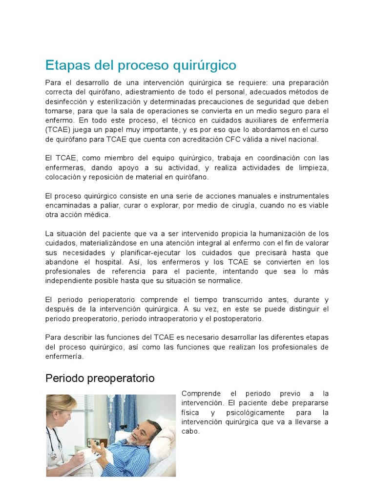 Etapas Del Proceso Quirúrgico: Periodo Preoperatorio | PDF | Enfermería ...