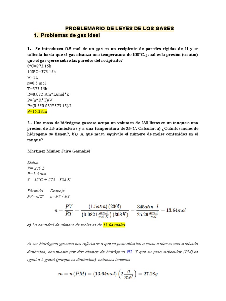 Leyes de Los Gases | PDF | Gases | Mole (Unidad)
