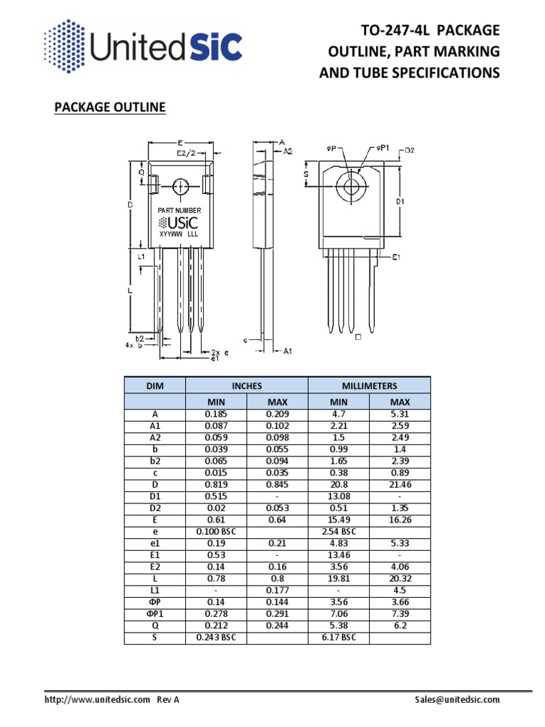 TO-247-4L Outline, Marking and Tube Specifications | PDF