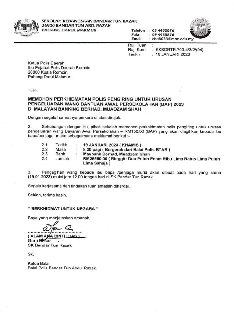 Surat Perkhidmatan Polis Pengiring | PDF