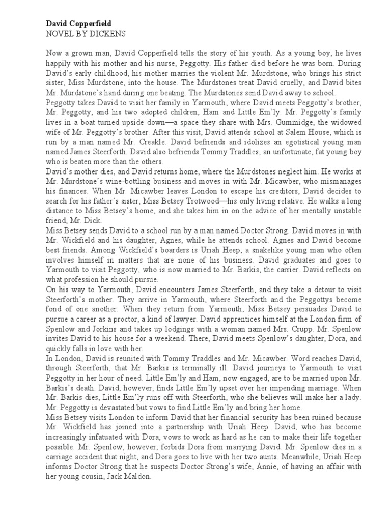 Novel by Dickens: David Copperfield | PDF | David Copperfield | Social Institutions