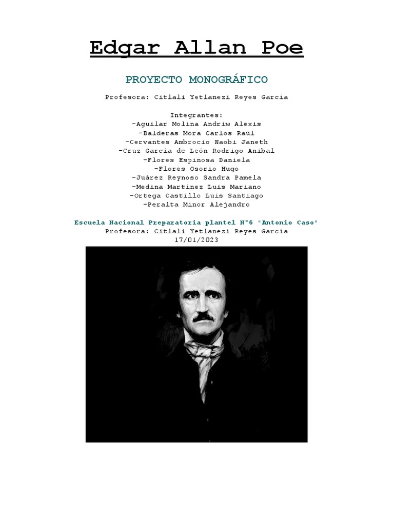 Monografía - Edgar Alan Poé | PDF | Edgar Allan Poe
