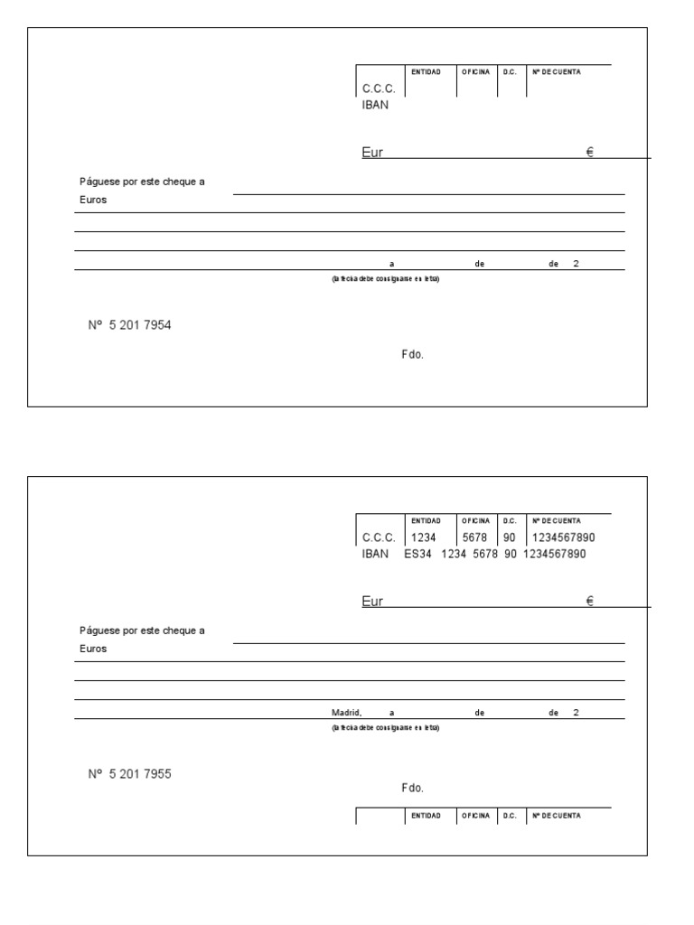 Plantilla CHEQUE | PDF