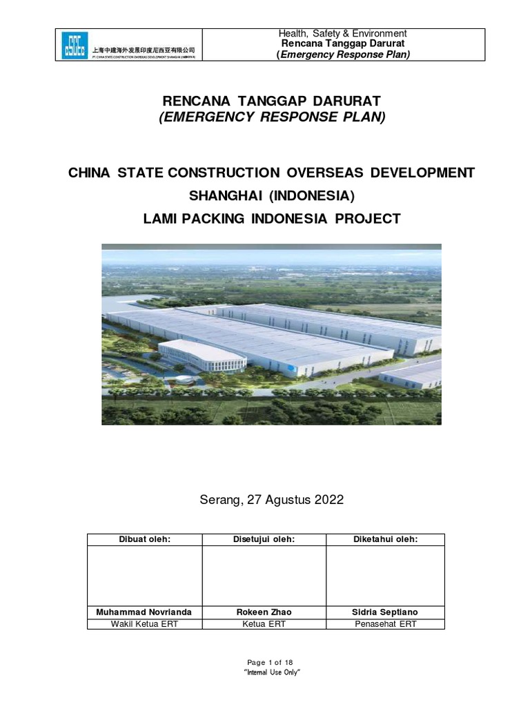 Emergency Respon Plan LAMI PACKING PROJECT CSCODS | PDF