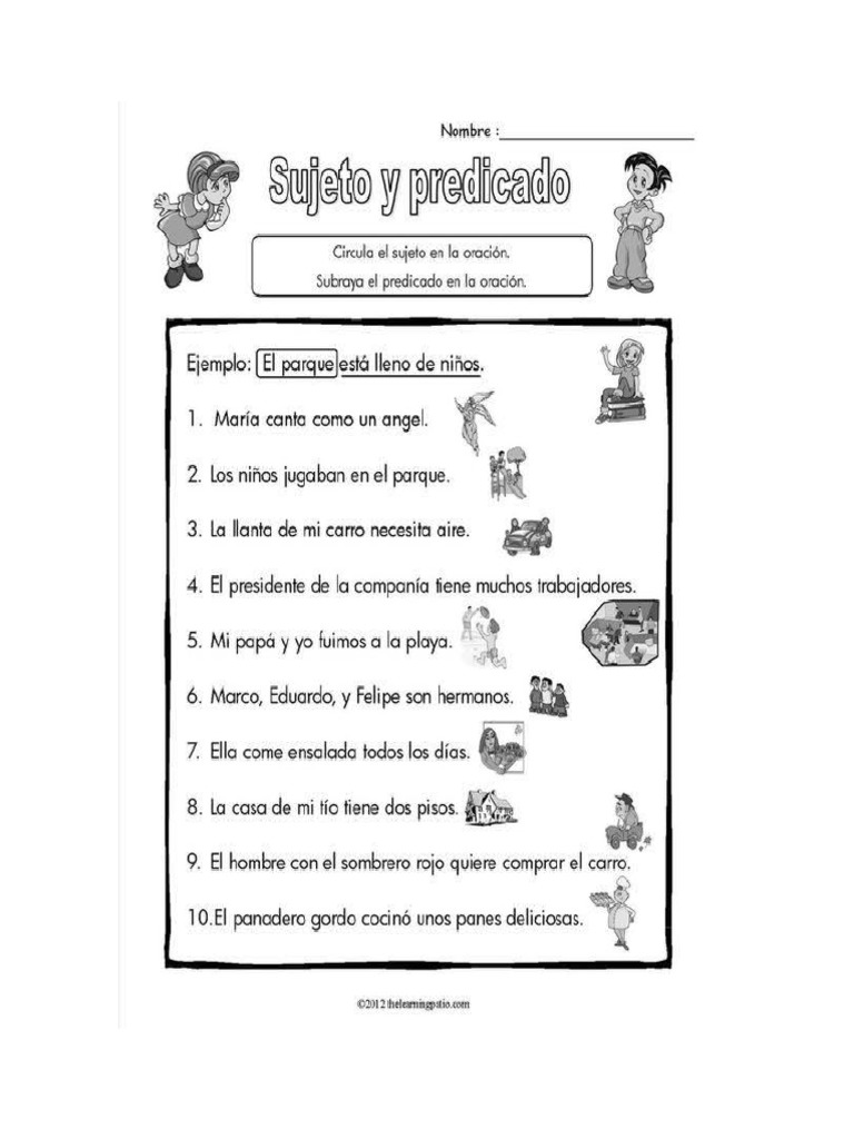 Sujeto y Predicado Oraciones para Resolver | PDF