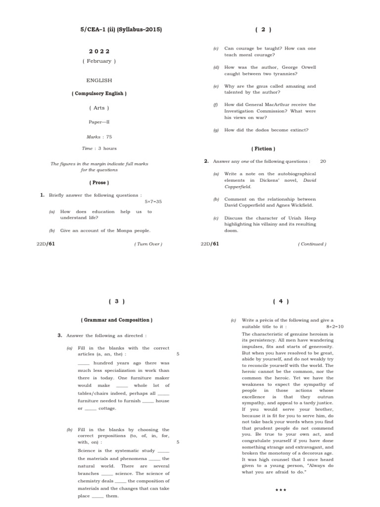 English Compulsory (Part-II) (Syllabus-2015) 5th Sem | PDF | David Copperfield