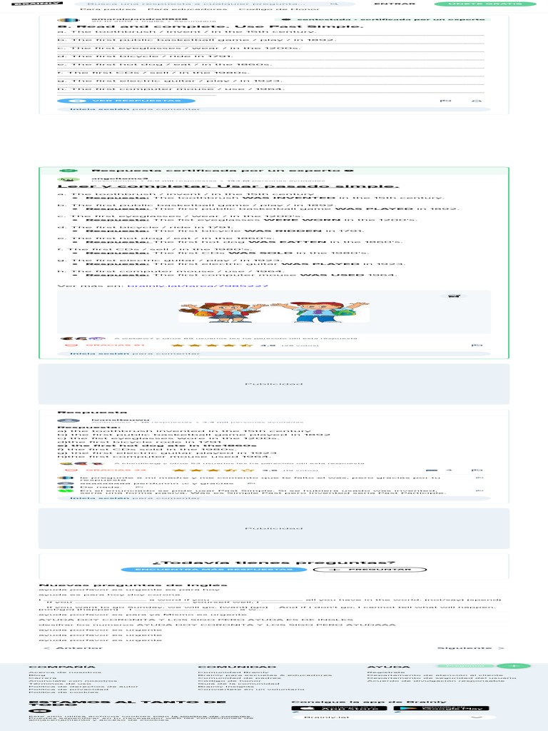Leer y Completar. Usar Pasado Simple.: 8. Read and Complete. Use Past ...