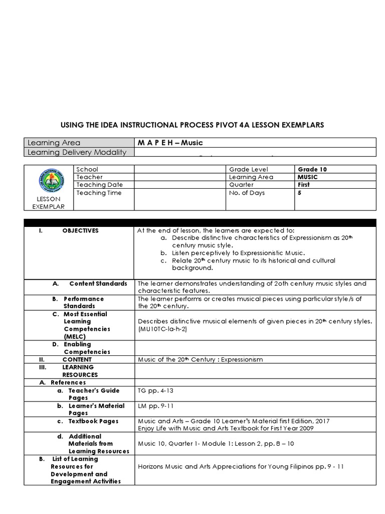 Expressionism in Grade 10 Music Lessons | PDF | Learning | Expressionism