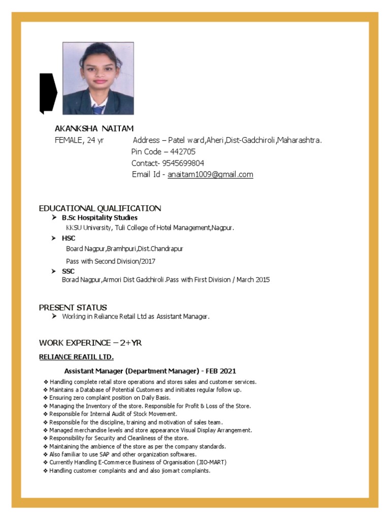Akanksha RESUME | PDF | Service Industries | Business