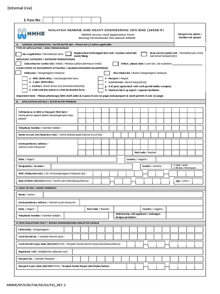 MMHE Access Card Application Form - Rev2 30.11.22 | Download Free PDF ...