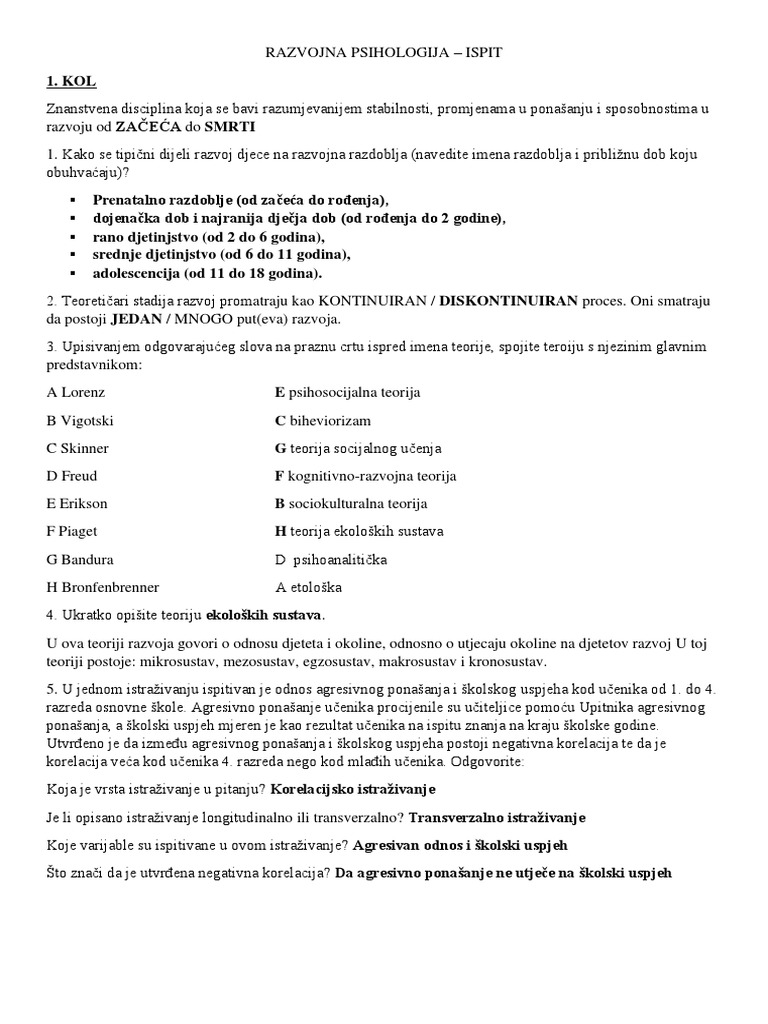 Razvojna Psihologija | PDF