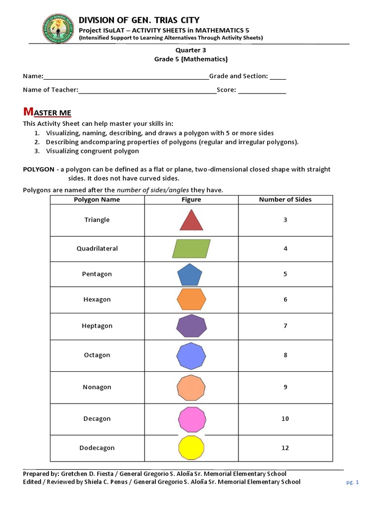 Division of Gen. Trias City: Project Isulat - Activity Sheets in ...