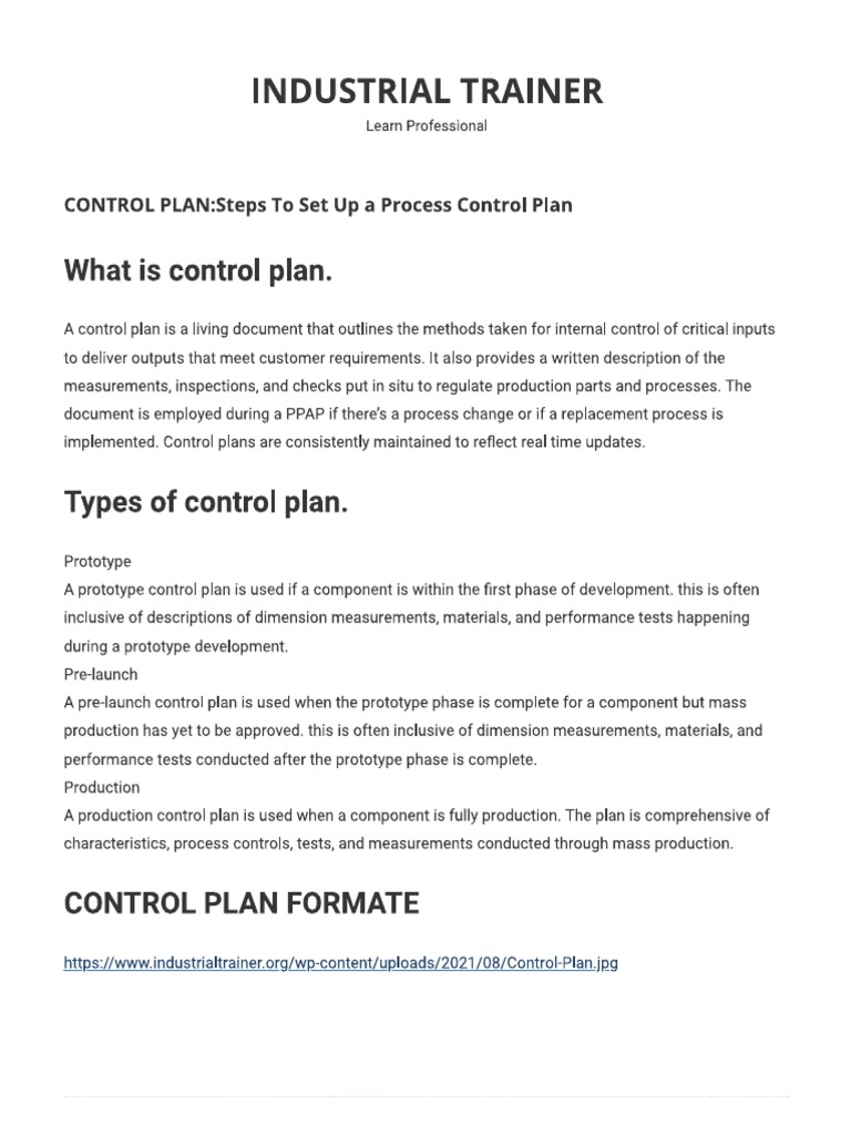 Control Plan | PDF