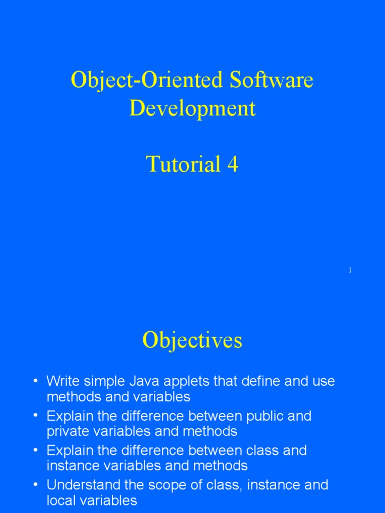 Object Oriented Software Development Tutorial 4 Pdf Method Computer Programming Class