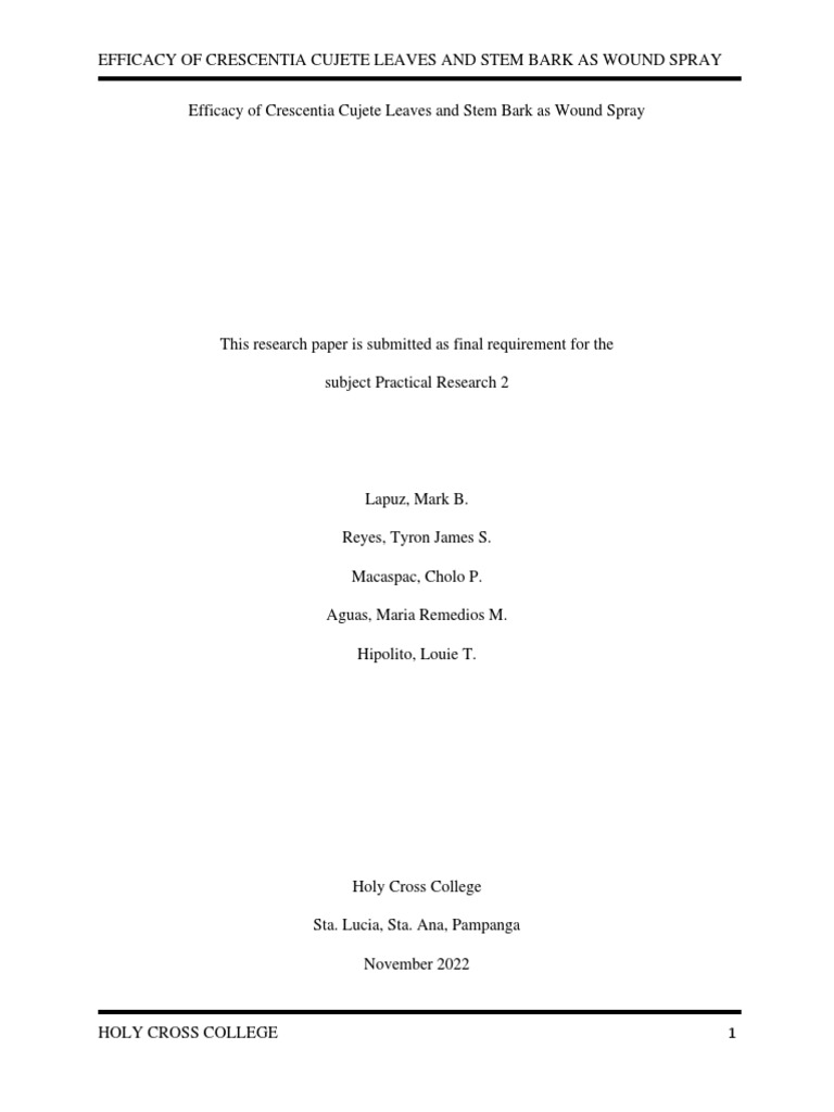 PR2 Chapter 1 and 2 Final Group1 | PDF | Wound | Ethanol