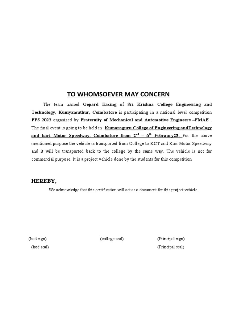 To Whomsoever May Concern | PDF