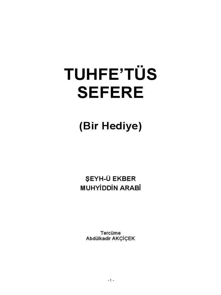 Tuhfetussefere Muhyiddin Ibn Arabi Hazre | PDF Tuhfetussefere Muhyiddin Ibn Arabi Hazre | PDF