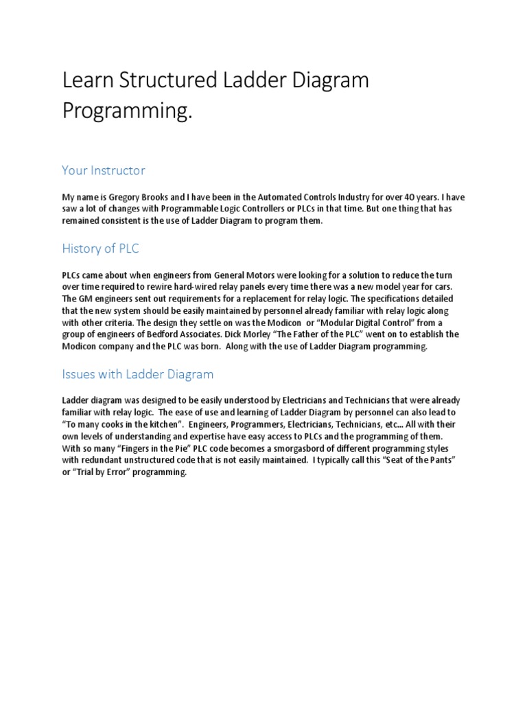 Introduction Learn Structured Ladder Diagram Programming | PDF ...