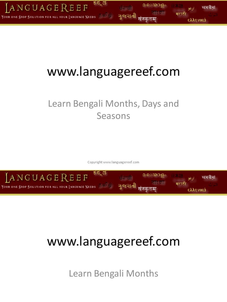 Learn Bengali Months, Days and Seasons | PDF