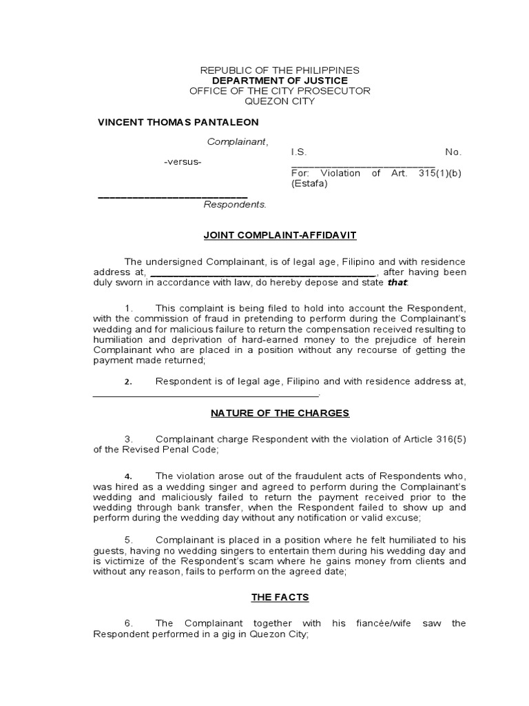 Practice Estafa | PDF | Affidavit | Fraud