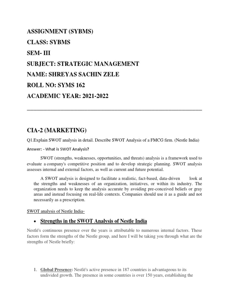 Strategic Management | PDF | Supply Chain | Swot Analysis