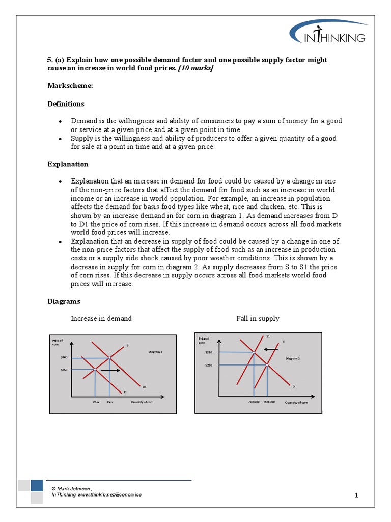 Mark Scheme Q5 Microeconomics | PDF | Supply (Economics) | Demand