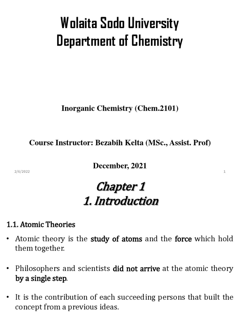 Wolaita Sodo University Inorganic Chemistry Course | PDF | Acid ...
