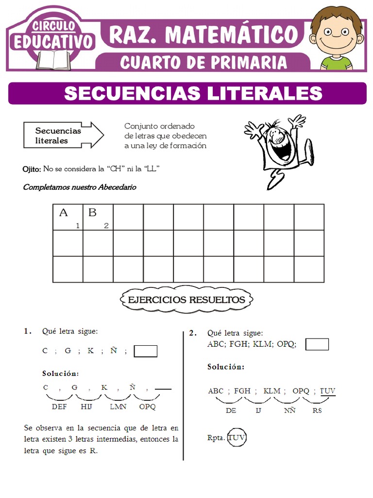 Secuencias Literales Conjunto Ordenado de Letras Que Obedecen A Una Ley ...