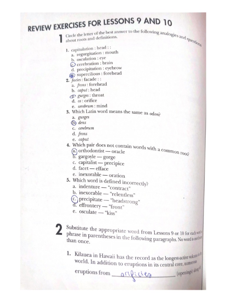 Wordly wise lesson 9 and 10 answers | PDF