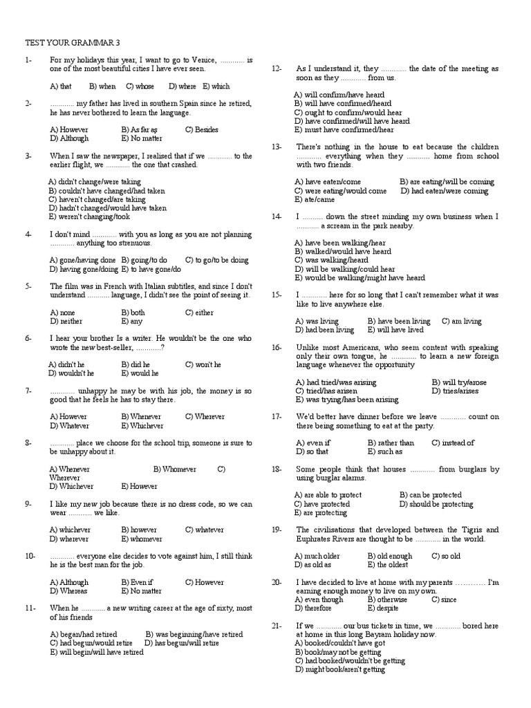 Test Your Grammar 3 | PDF | Language Arts & Discipline | Home & Garden