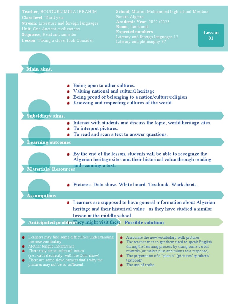 Lesson Plan 2023 2024 | PDF | Learning | Algeria