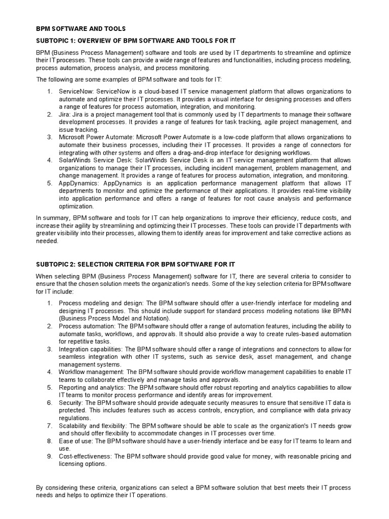 G3 - BPM Software and Tools | Download Free PDF | Business Process Management | Computer Engineering