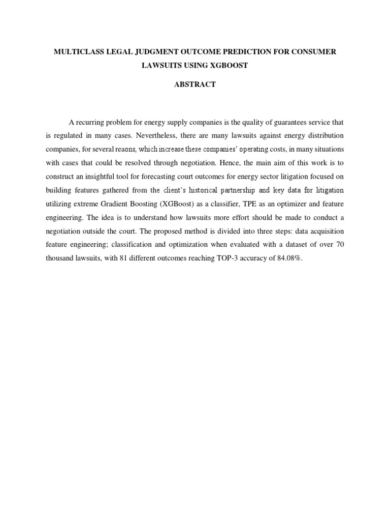 Multiclass Legal Judgment Outcome Prediction For Consumer Lawsuits Using Xgboost | PDF | Machine ...