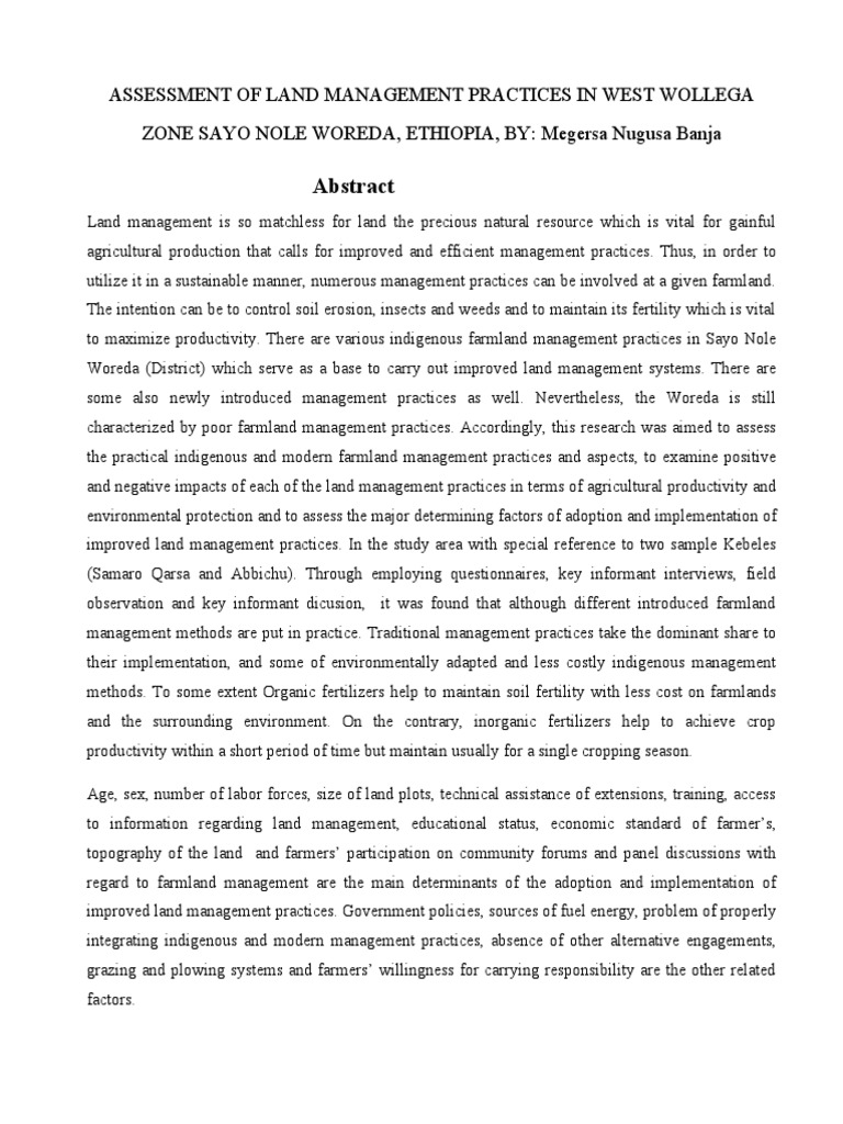 Assessment of Land Management Practices | PDF | Agriculture | Crop Rotation