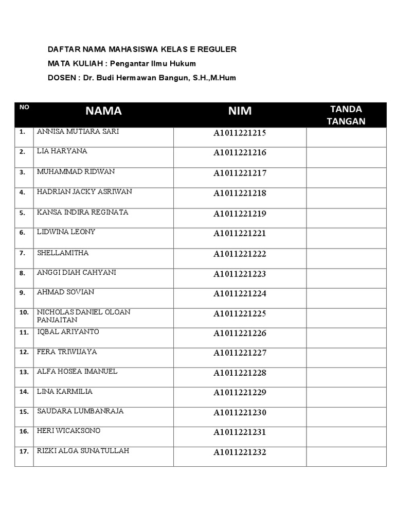 Nama NIM: Tanda Tangan | PDF
