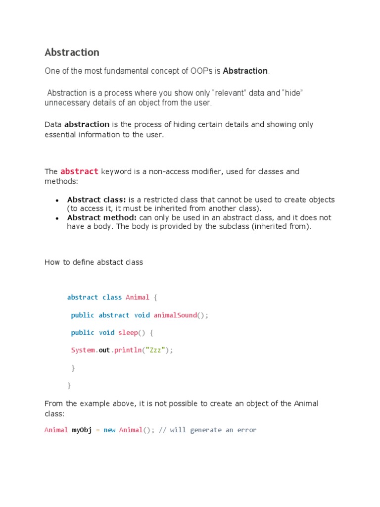 Abstraction | Download Free PDF | Class (Computer Programming) | Method (Computer Programming)