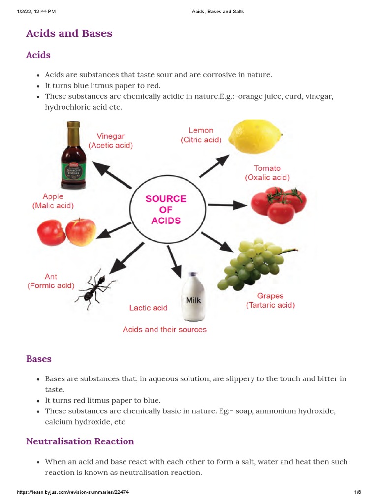 Acids, Bases and Salts | PDF | Acid | Salt (Chemistry)