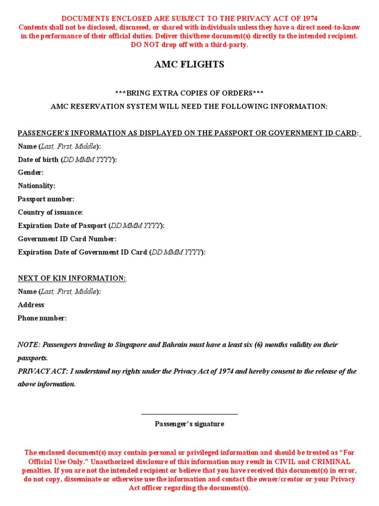 AMC_Next of Kin Form | PDF