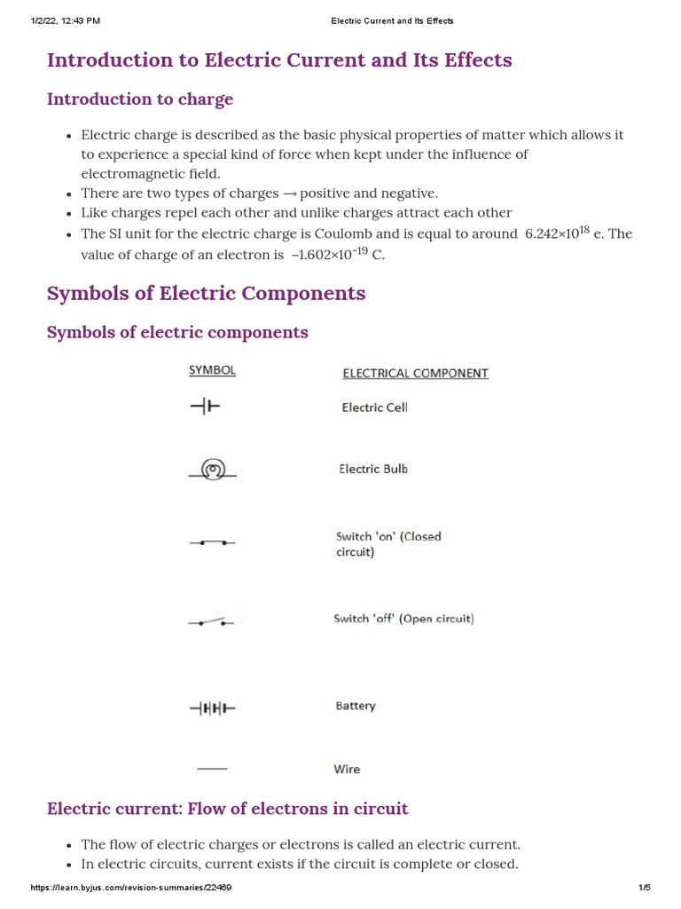 Electric Current and Its Effects | Download Free PDF | Electric Current | Electric Charge