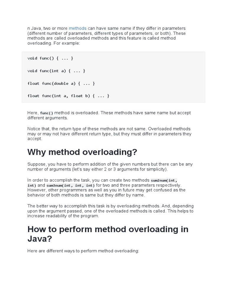 Methods-Overload Override | PDF | Inheritance (Object Oriented ...