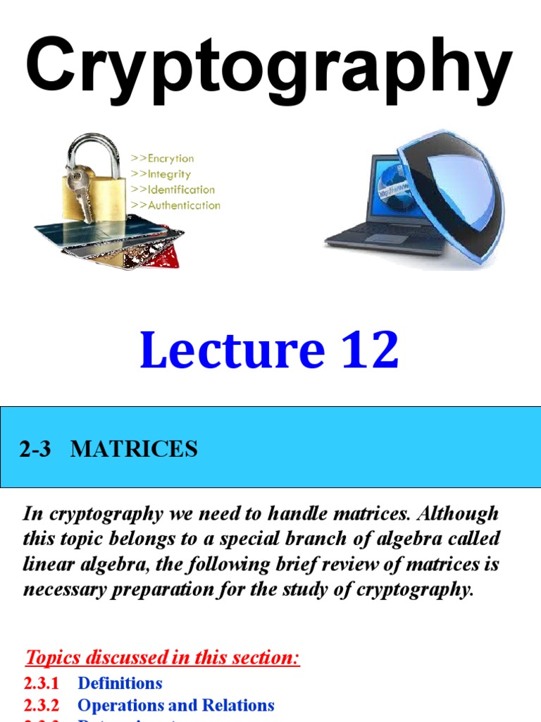 Cryptography | PDF | Matrix (Mathematics) | Determinant