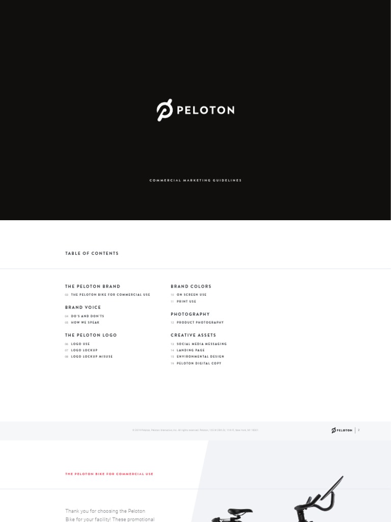 Peloton Commercial Marketing Guidelines 2020 | PDF