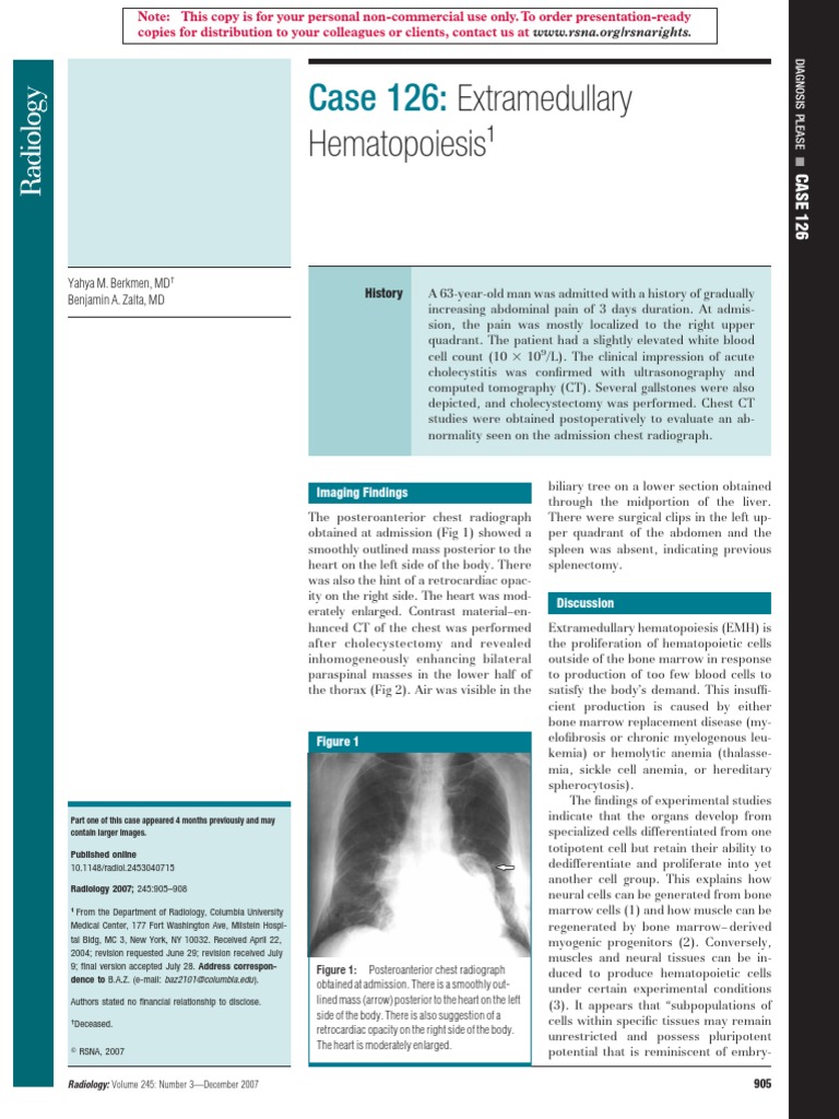 Case 126:: Extramedullary Hematopoiesis | PDF | Tissue (Biology) | Clinical Medicine