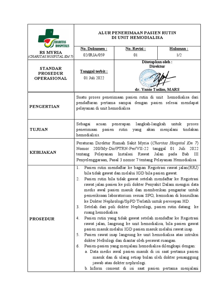 Alur Penerimaan Pasien Rutin | PDF