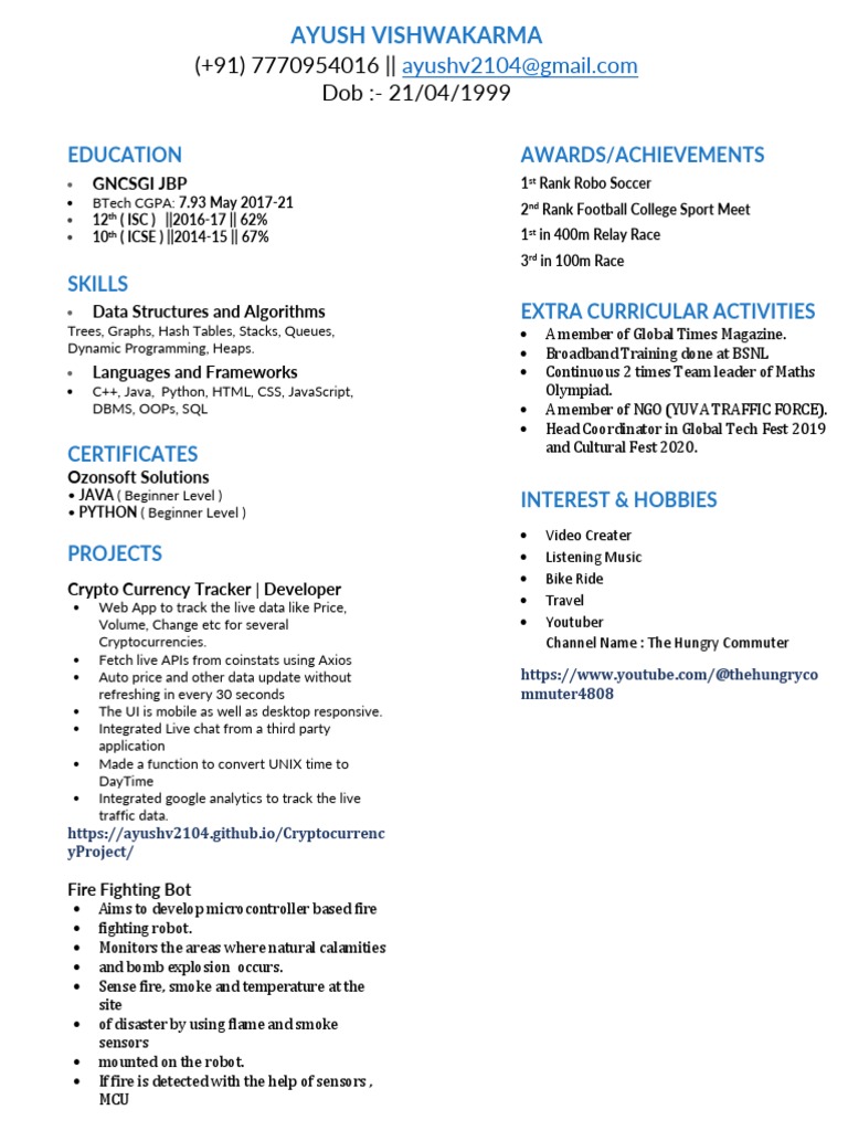 Profile of Aayush Vishwakarma | PDF | Information Technology Management ...