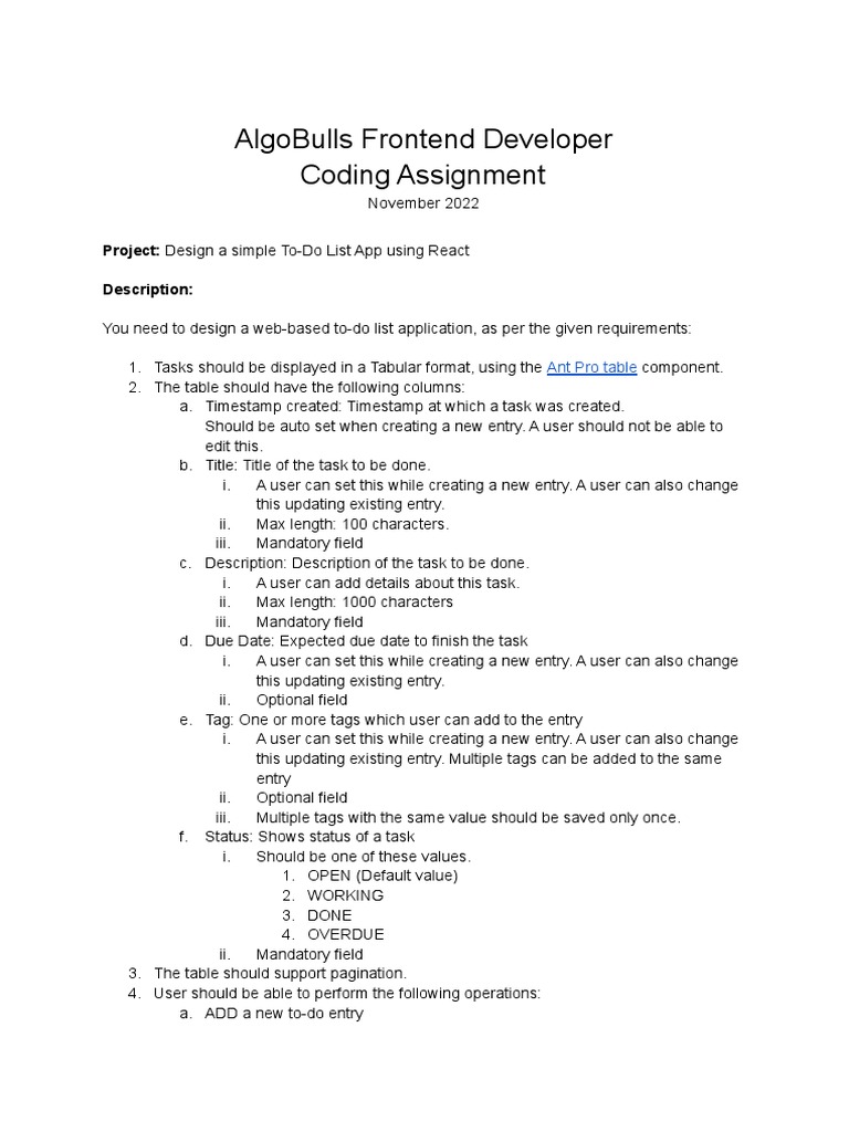 AlgoBulls - Frontend Developer - Coding Assignment 1 | PDF | Information Technology | Computer ...