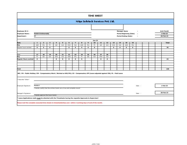 Timesheet For January | PDF