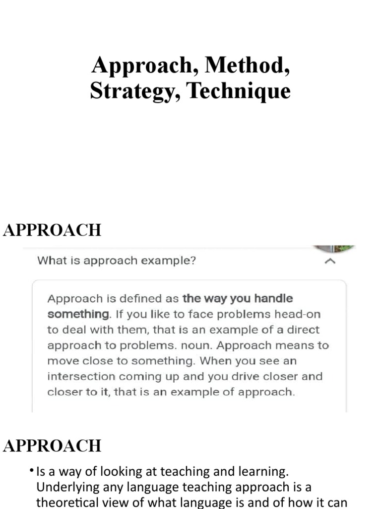 Approach Method Strategy Technique | PDF | Lesson Plan | Communication
